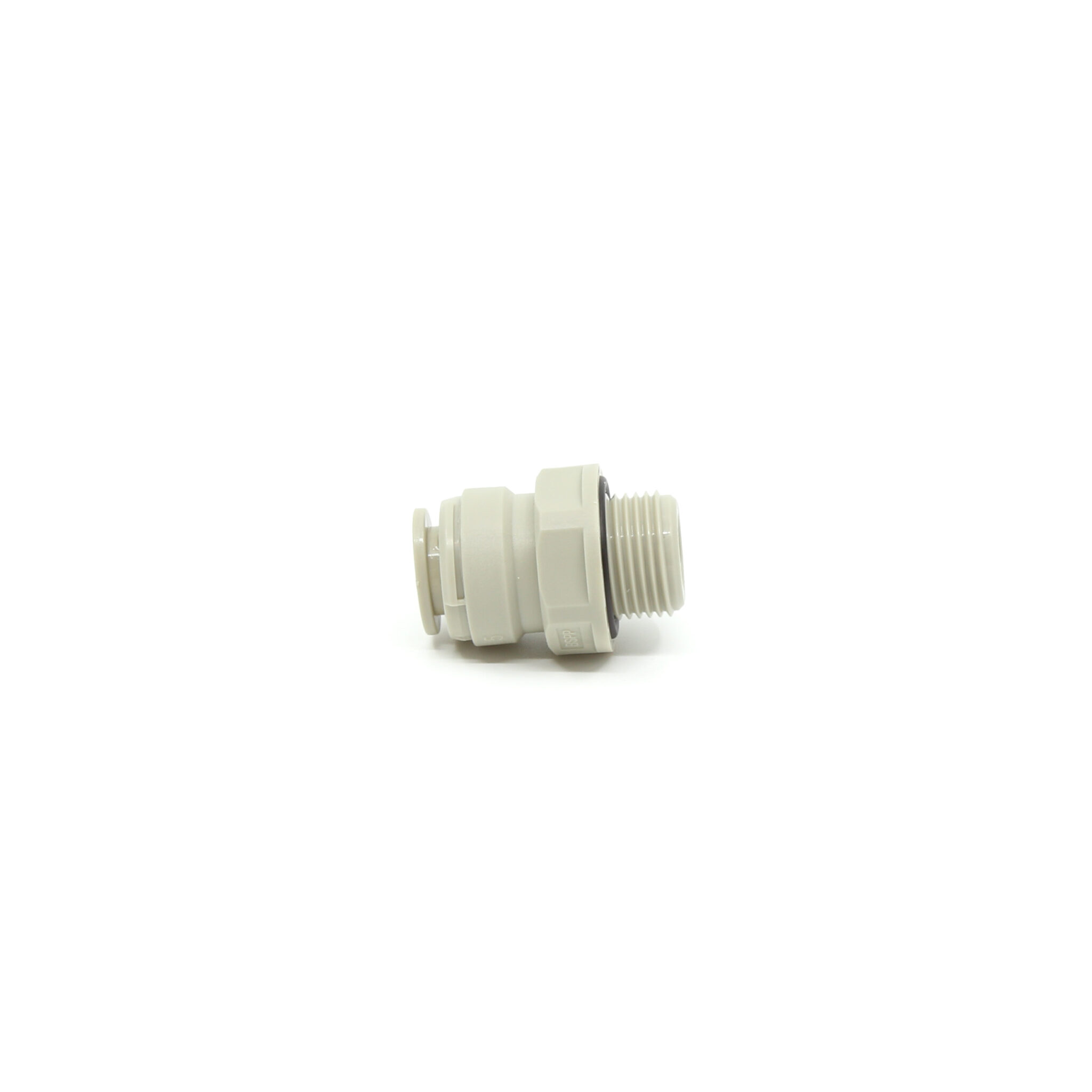 Male Connector 3/8-inch Tube x 3/8-inch BSPP thread with seal.
